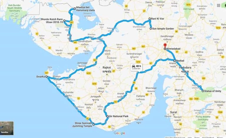 Dwarka Temple Route Map with Distance - Location