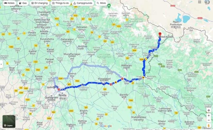 Adi Kailash Route Map - Location, Distance, Height